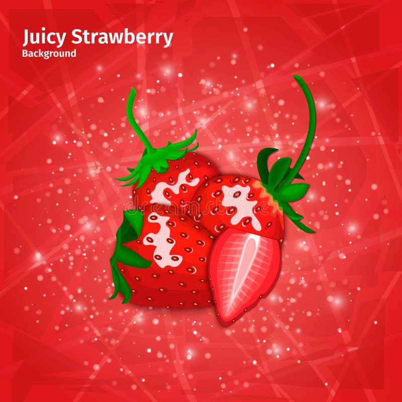 Vector Strawberry on Juicy Red Background. Stock Vector - Illustration ...