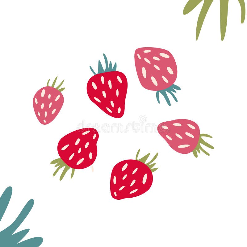 Vector Strawberry Set. Bright Pink Strawberry Stock Vector ...