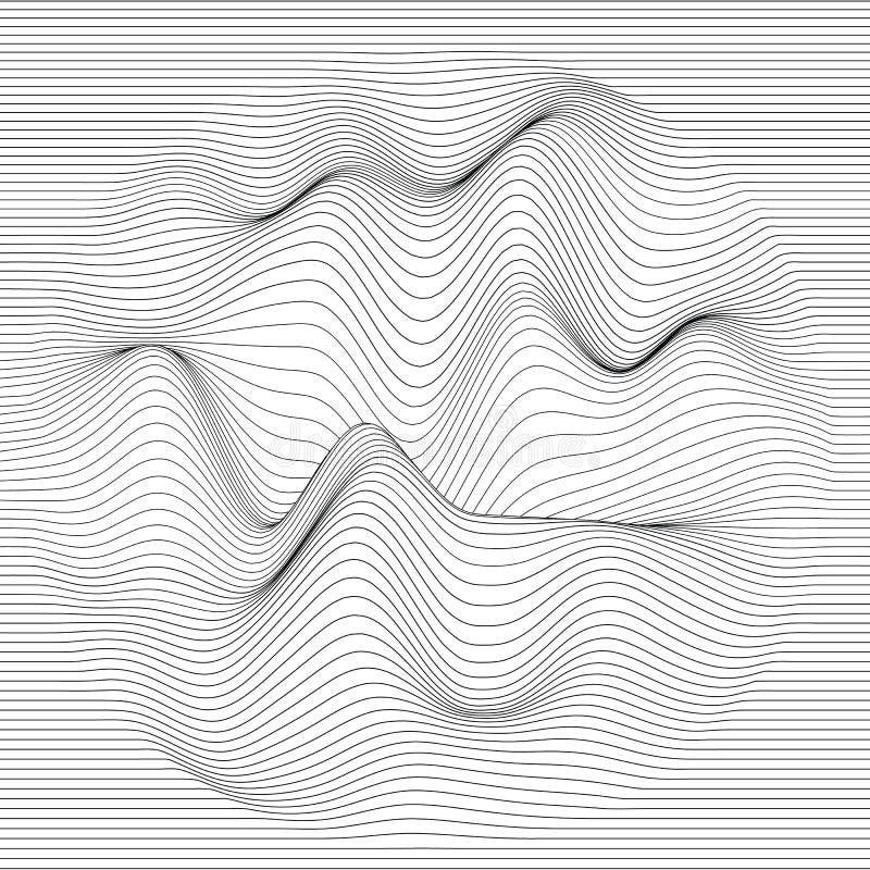 Vector Striped Background. Abstract Line Waves. Sound Wave Oscillation ...