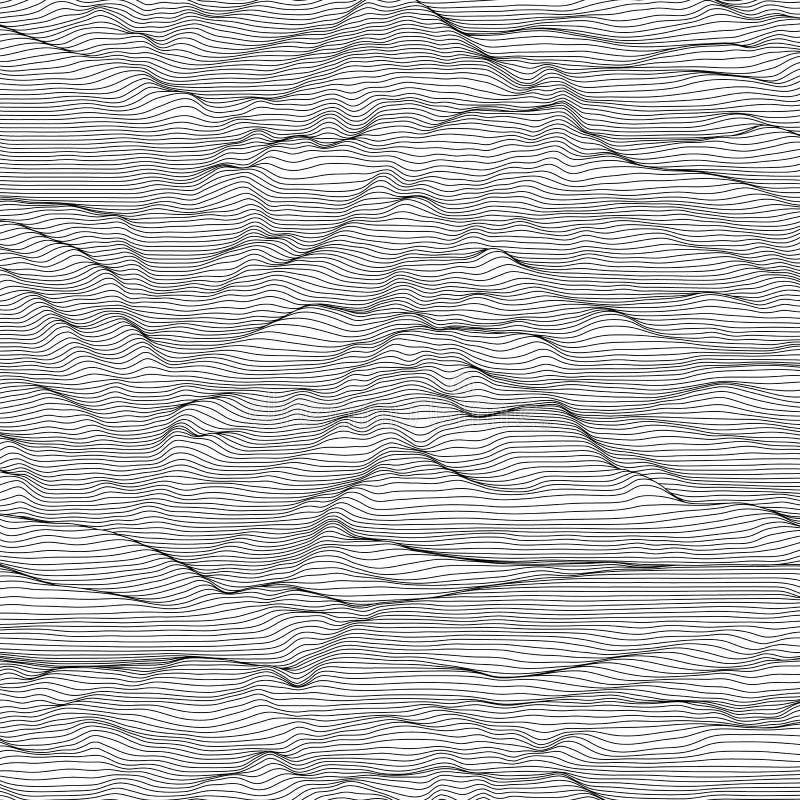 Vector Striped Grayscale Background. Abstract Line Waves. Sound Wave ...