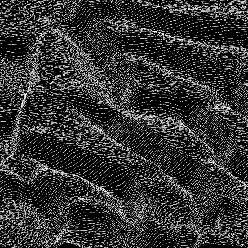 Vector Striped Grayscale Background. Abstract Line Waves. Sound Wave ...