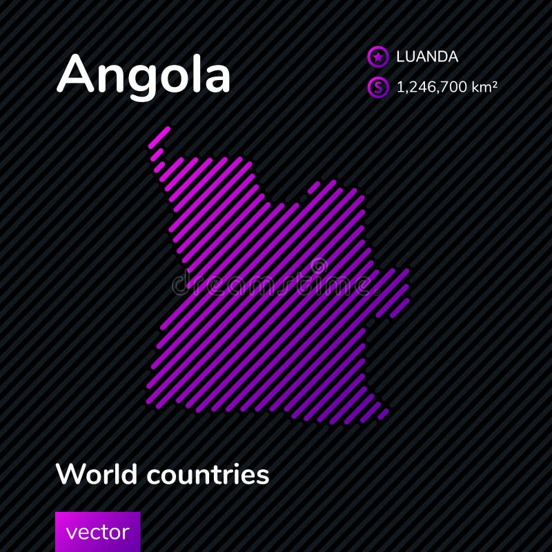 Angola Map of Black Contour Curves on White Background of Vector Stock ...