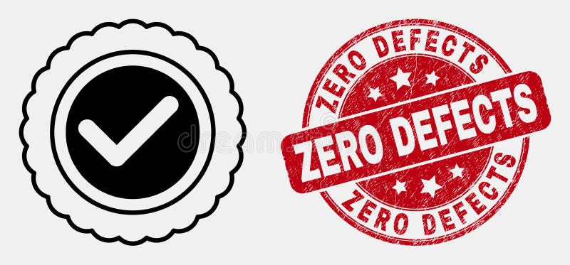 Vector Line Approve Seal Icon and Distress Zero Defects Watermark Stock ...