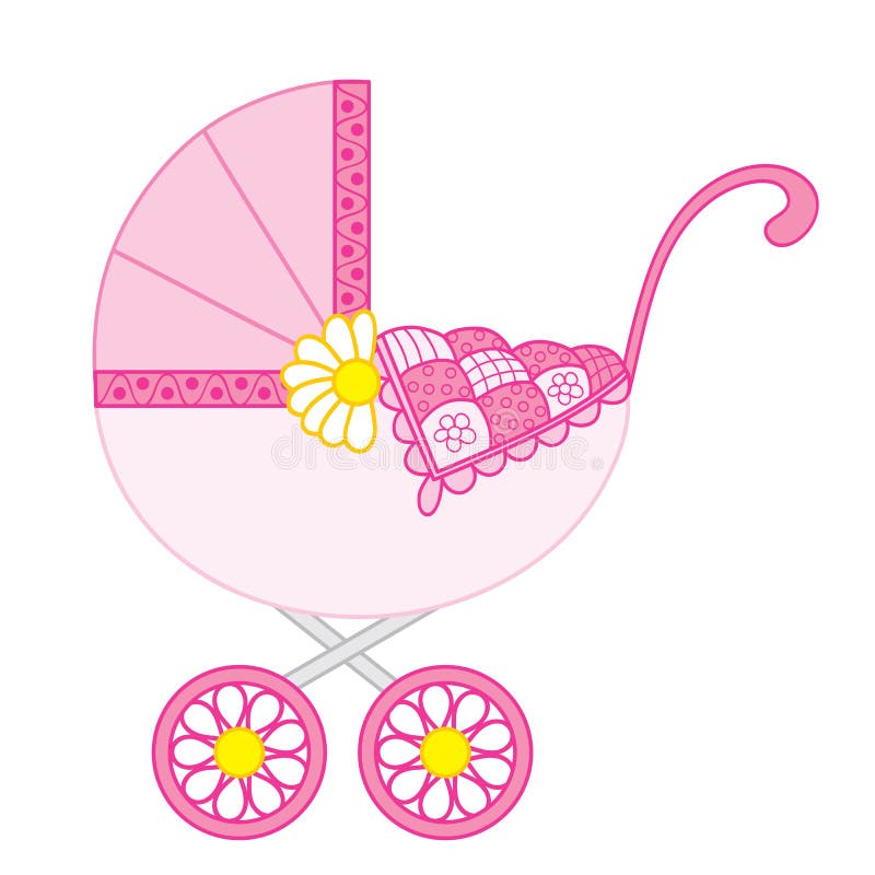 Vector Stroller for Baby Girl. Stroller Vector Illustration Stock ...