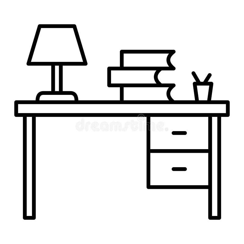 Vector Study Table Outline Icon Design Stock Vector - Illustration of ...