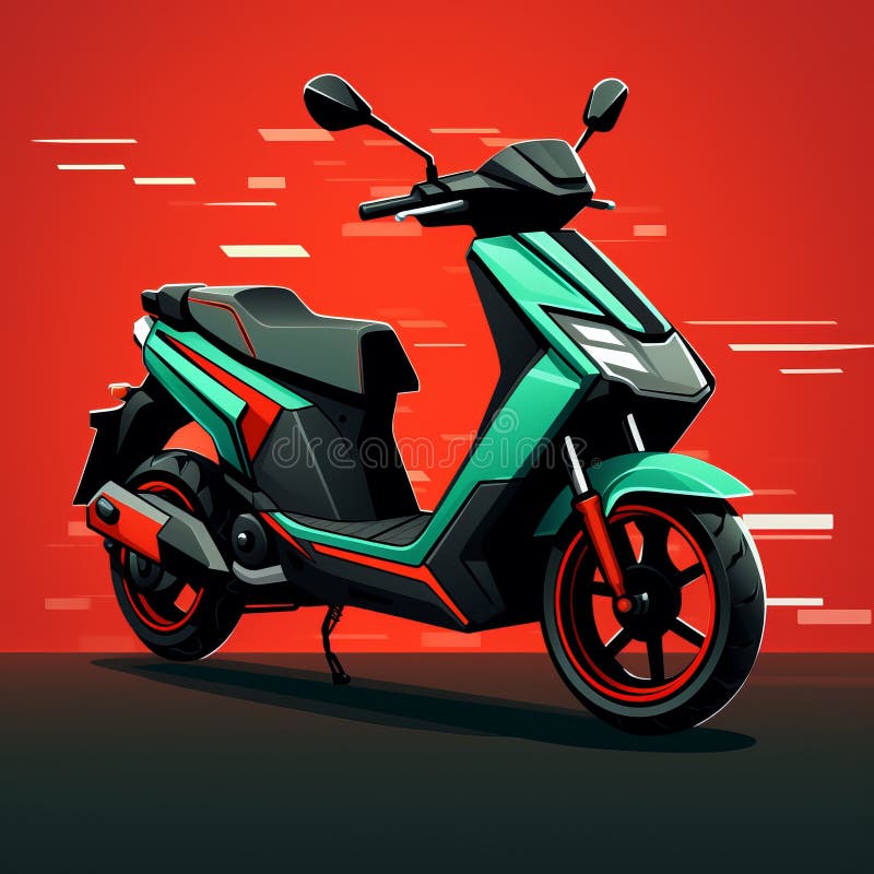 Vector-style Black and Red Moped Design for a Smooth and Stylish Ride ...