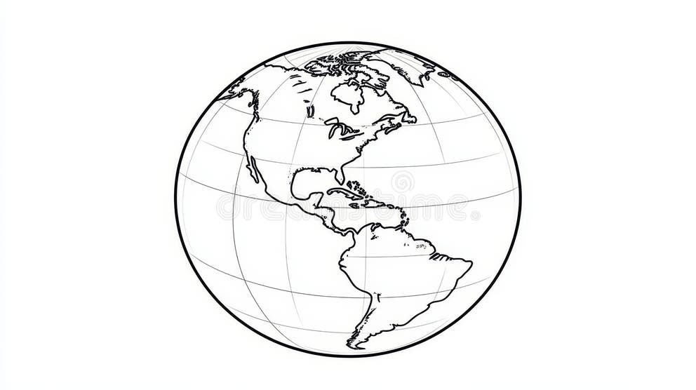 Black White Globe Outline Stock Illustrations – 24,823 Black White ...