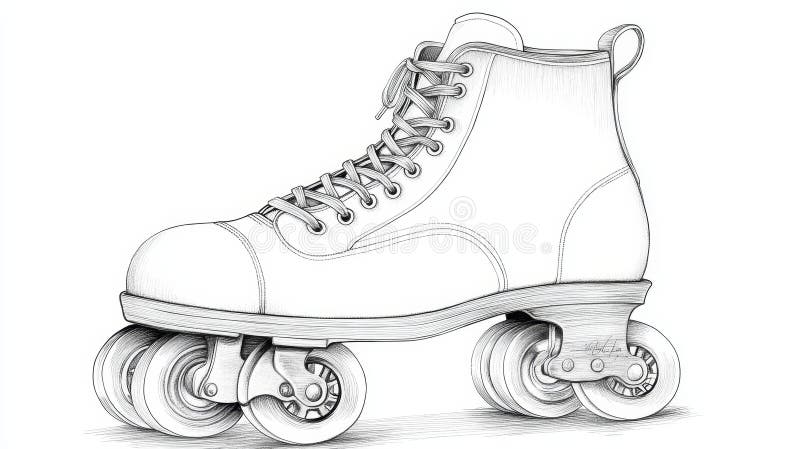 Vector Style Coloring Page of a Single Roller Skate Outline in Black ...