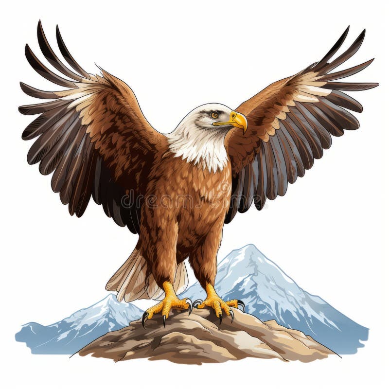 Vector Style Eagle Cook Standing on Hind Legs Stock Illustration ...