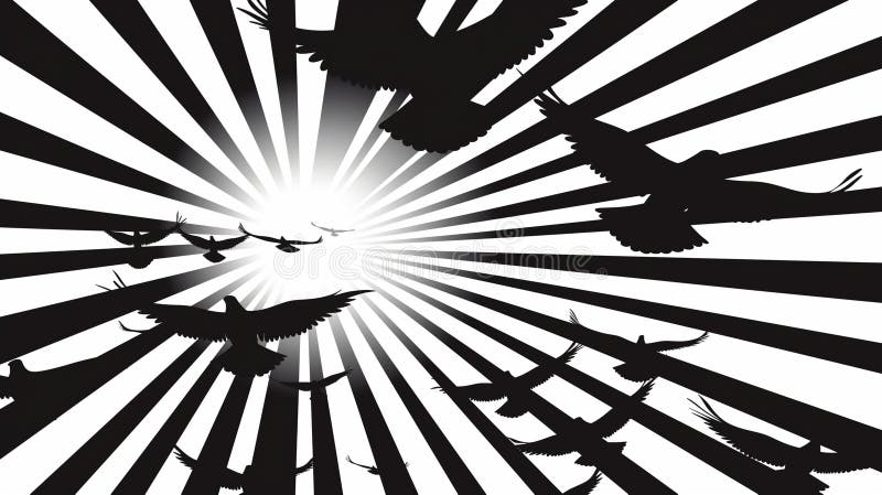 Vector-style Image Featuring Iconic Black and White Abstract Flock of ...