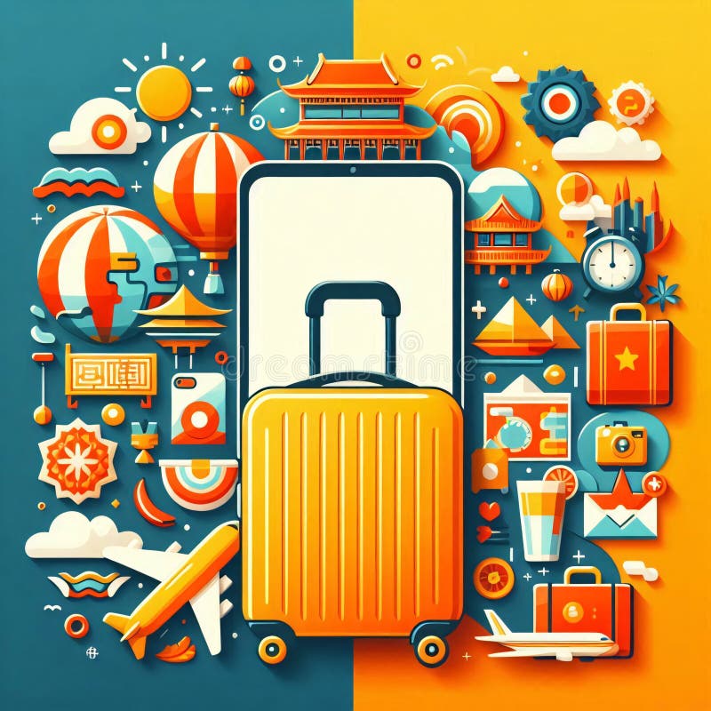 Vector Style Vacation Holiday Mockup with Copy Space for Different ...