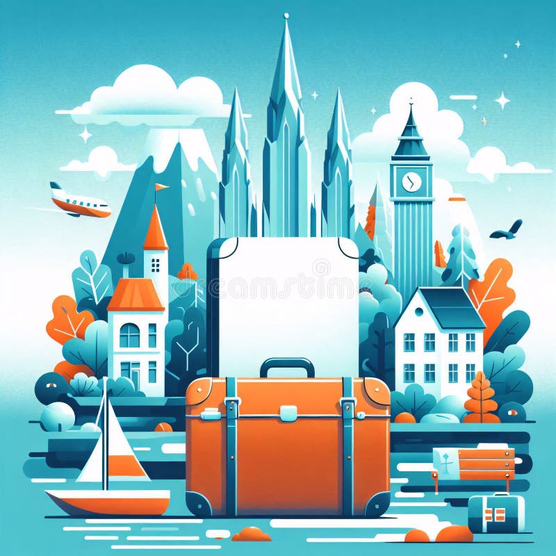 Vector Style Vacation Holiday Mockup with Copy Space for Different ...