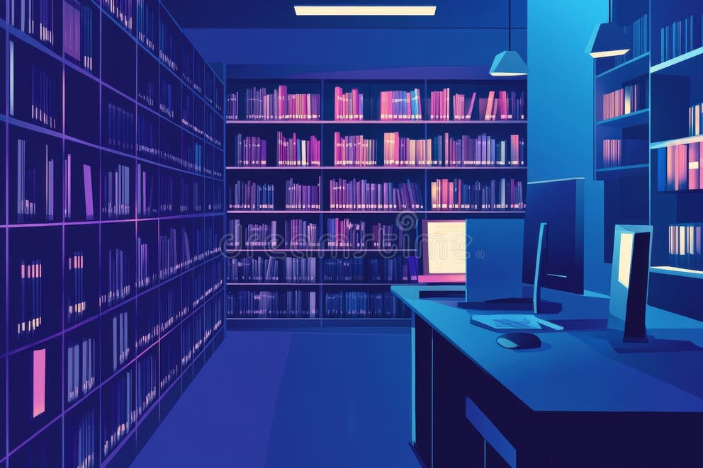 Vector Style Visuals Depicting Digital Library, Software Applications ...