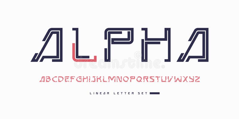 Vector Stylish Linear Font, Uppercase Letter Set, Alphabet, Typography ...