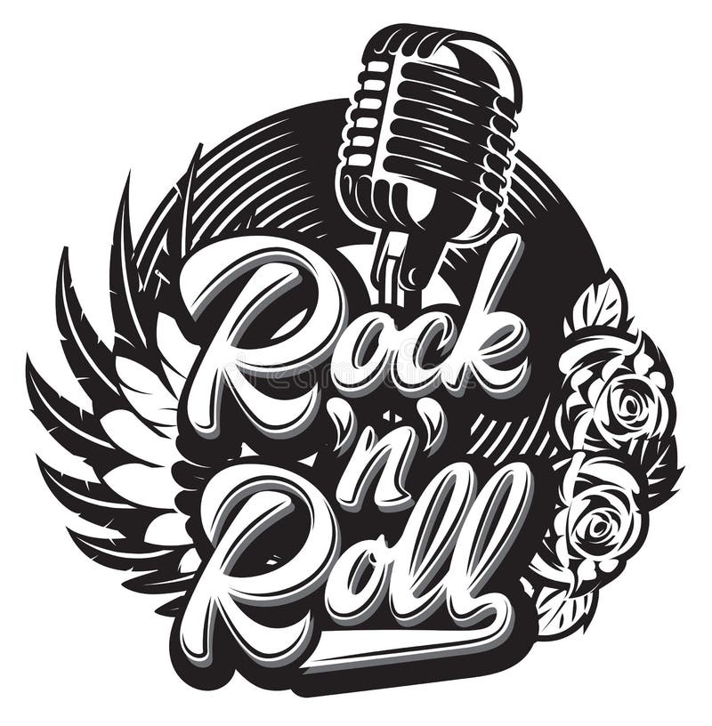 Vector Stylish Print Template on the Theme of Rock with Microphone ...