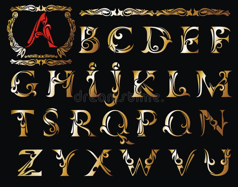 Vector of Stylized Calligraphic Font and Alphabet Stock Vector ...