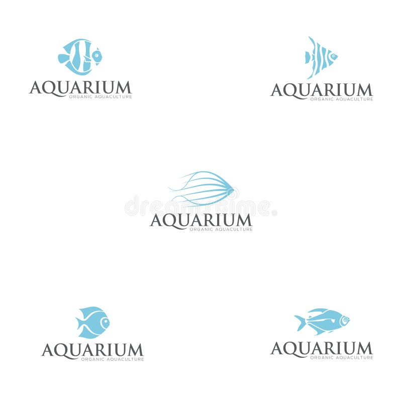 Set of Stylized Fish in Blue Tones Isolated Stock Vector - Illustration ...