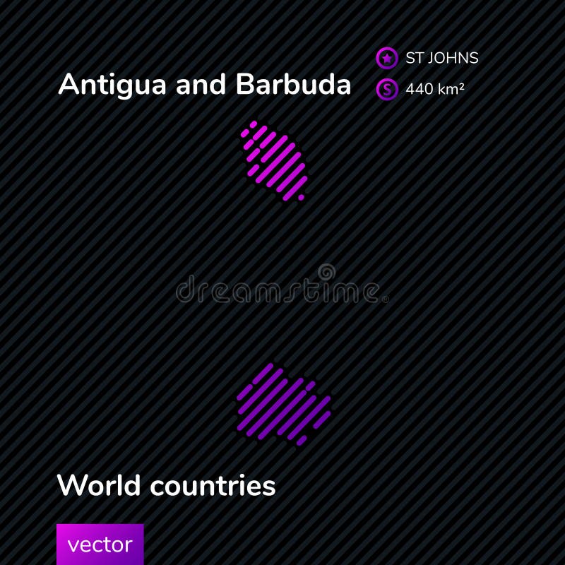 Vector Stylized Flat Map of Antigua and Barbuda in Violet and Black ...