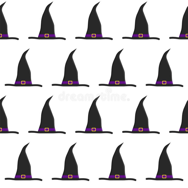 Stylized Flat Seamless Pattern with Witch Hats. Stock Vector ...