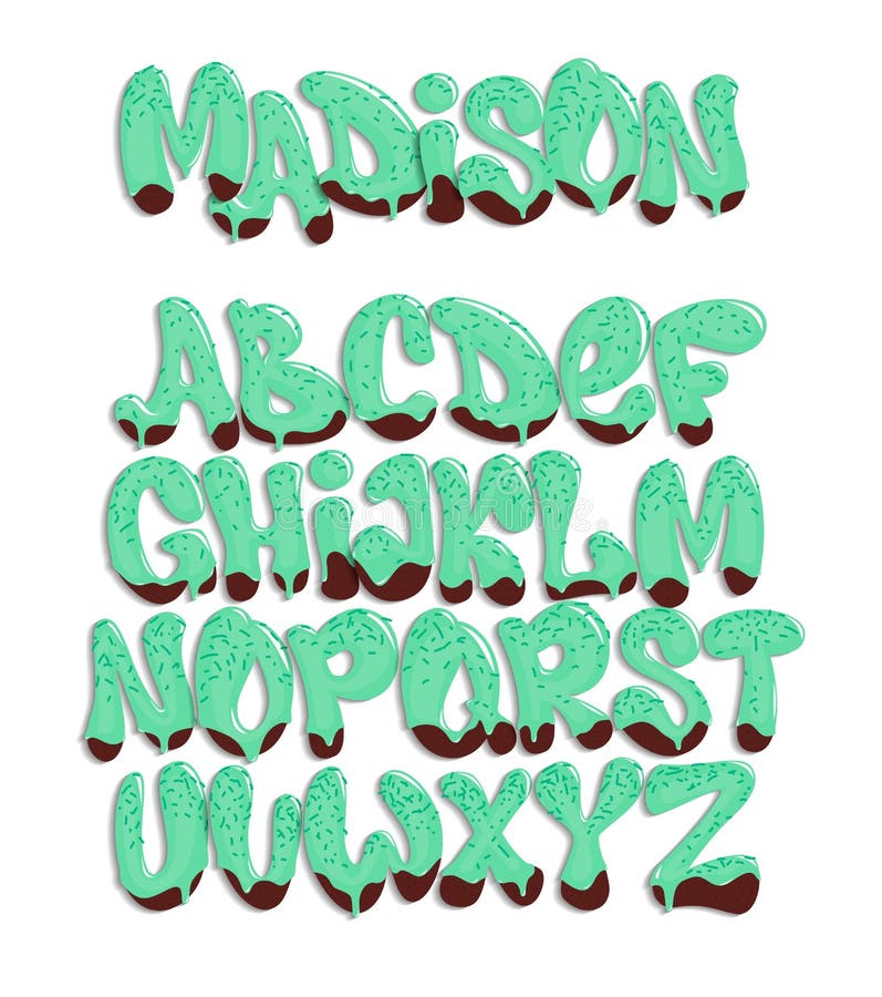 Vector of Stylized Melted Font and Alphabet , Liquid Font Style. Stock ...