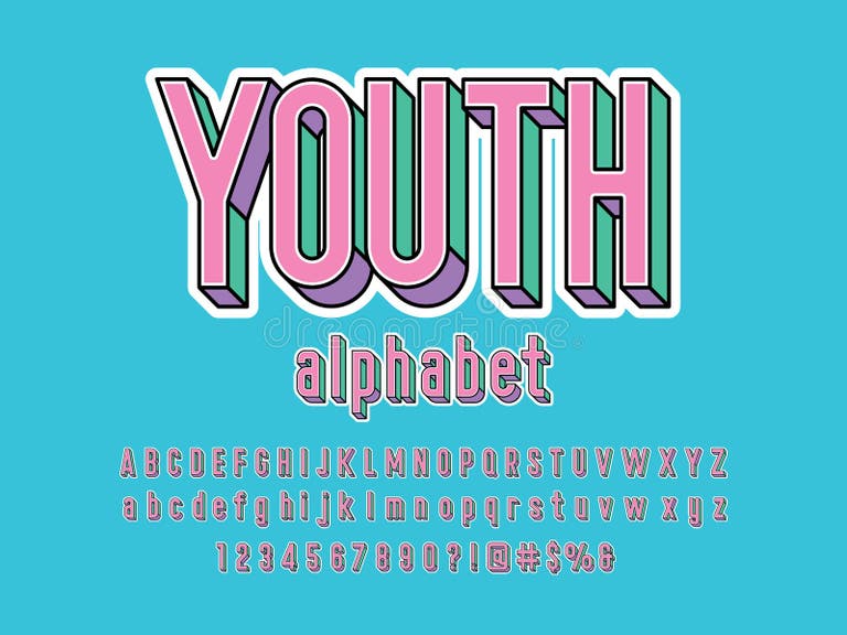 Youth font stock vector. Illustration of design, retro - 141080020