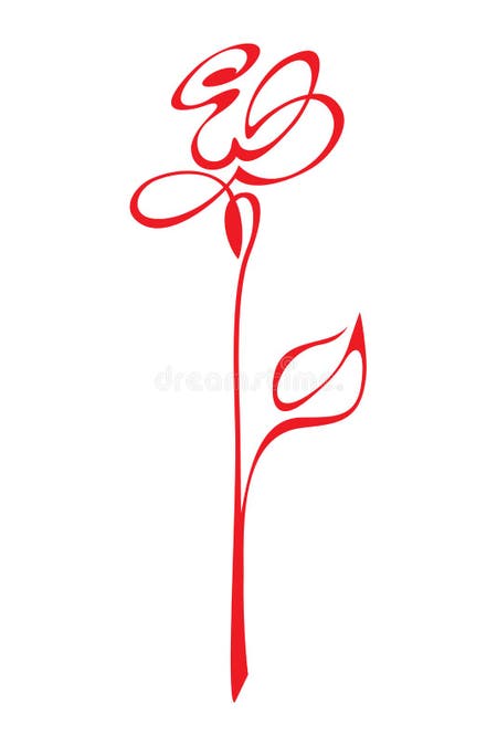 Vector stylized red rose stock vector. Illustration of artistic - 3530016