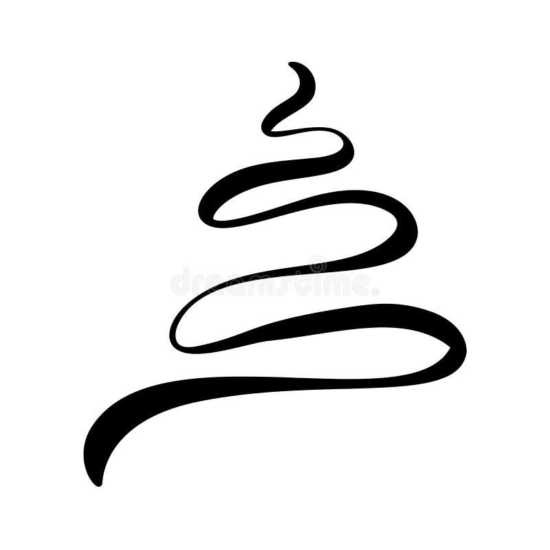 Vector Stylized Logo, Scribbled Christmas Tree with Star on Top. Xmas ...