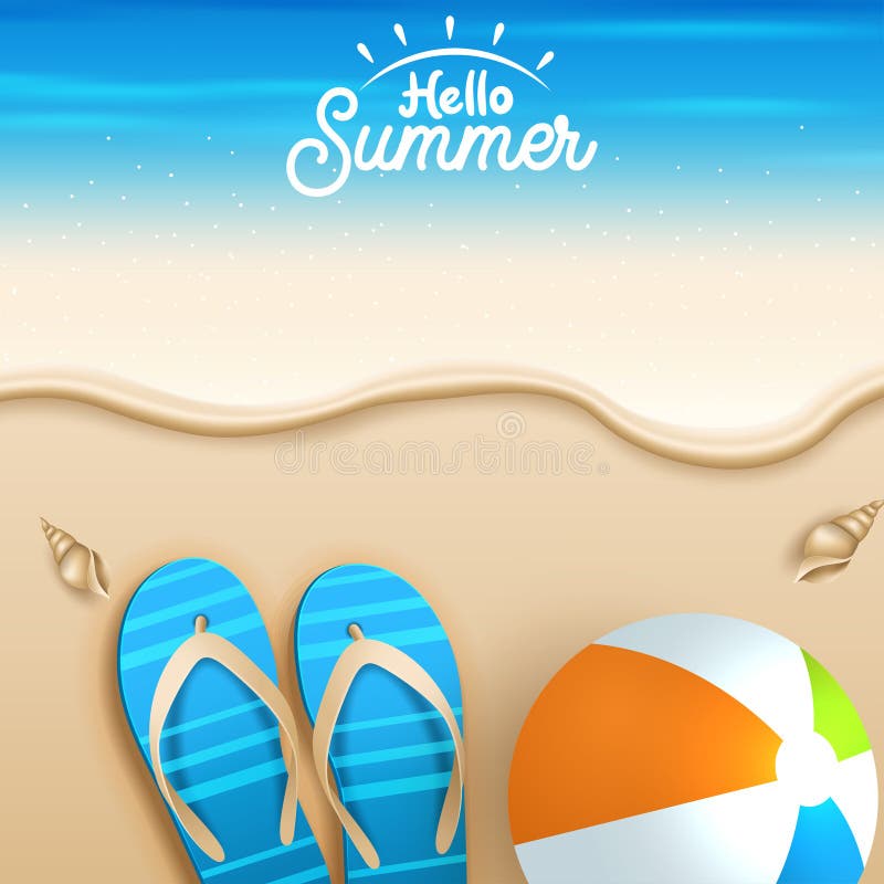 Summer Elements Design Set with Hand Drawn Stock Vector - Illustration ...