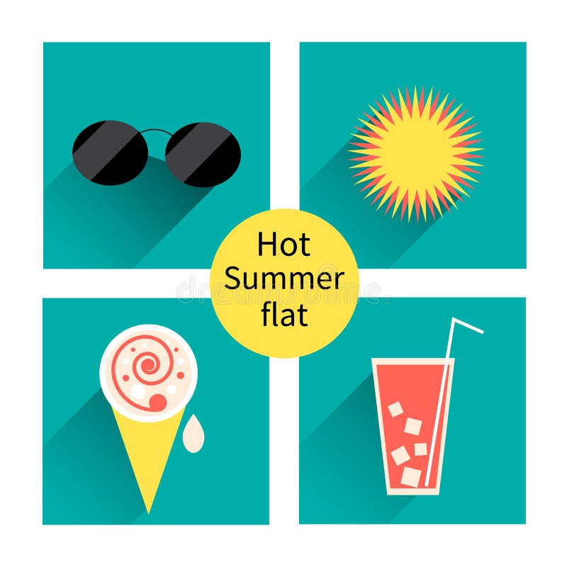 Vector Summer Icons. Flat Design Trend. Retro. Stock Vector ...