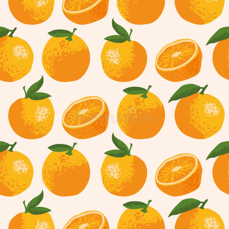 Vector Summer Pattern With Oranges Flowers And Leaves Seamless