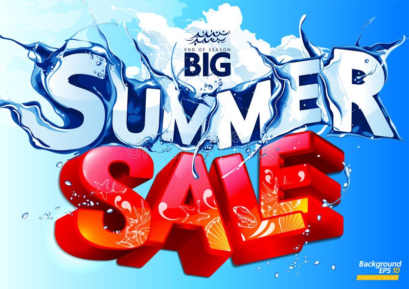 Vector Summer Sale Water Wave Stock Vector - Illustration of banner ...