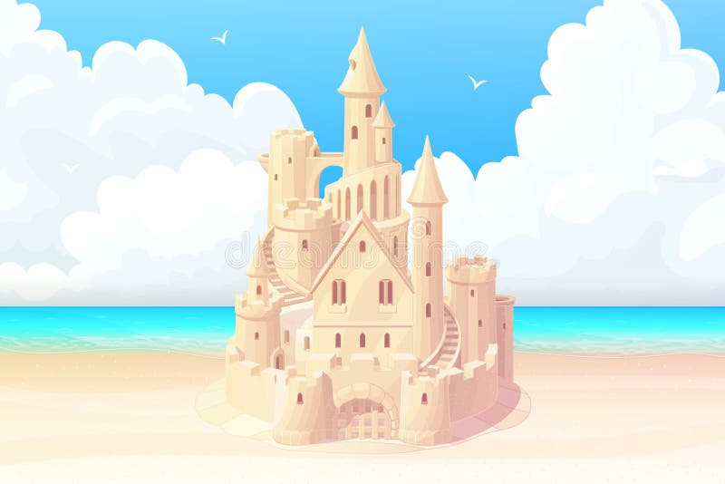 Vector Summer Sea Beach Sandcastle Banner Stock Vector - Illustration ...