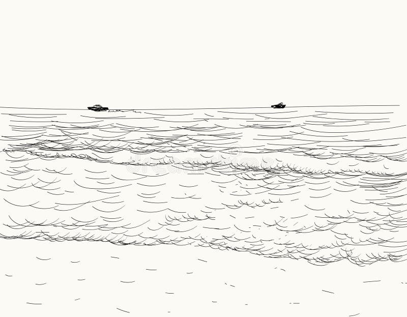 Seascape pencil drawing stock vector. Illustration of seascape - 19977014