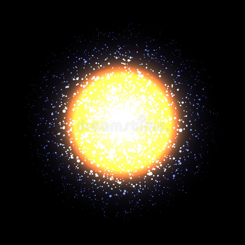 Vector Sun on Black Background. Bright Orange Light. Orange Star ...