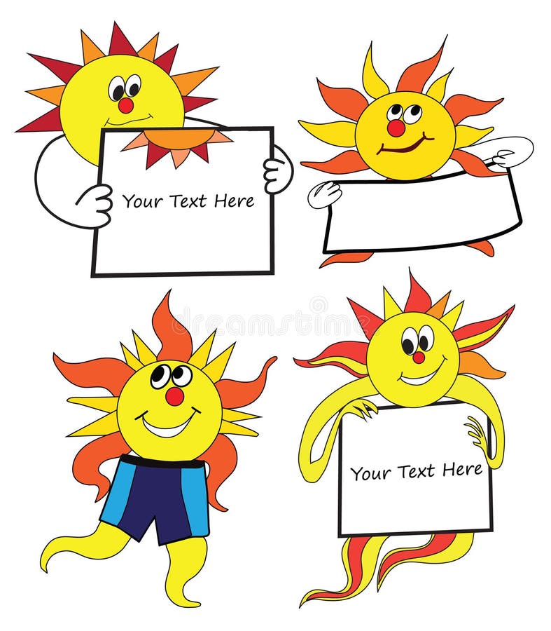 Vector Sun Characters Collection Stock Vector - Illustration of ...