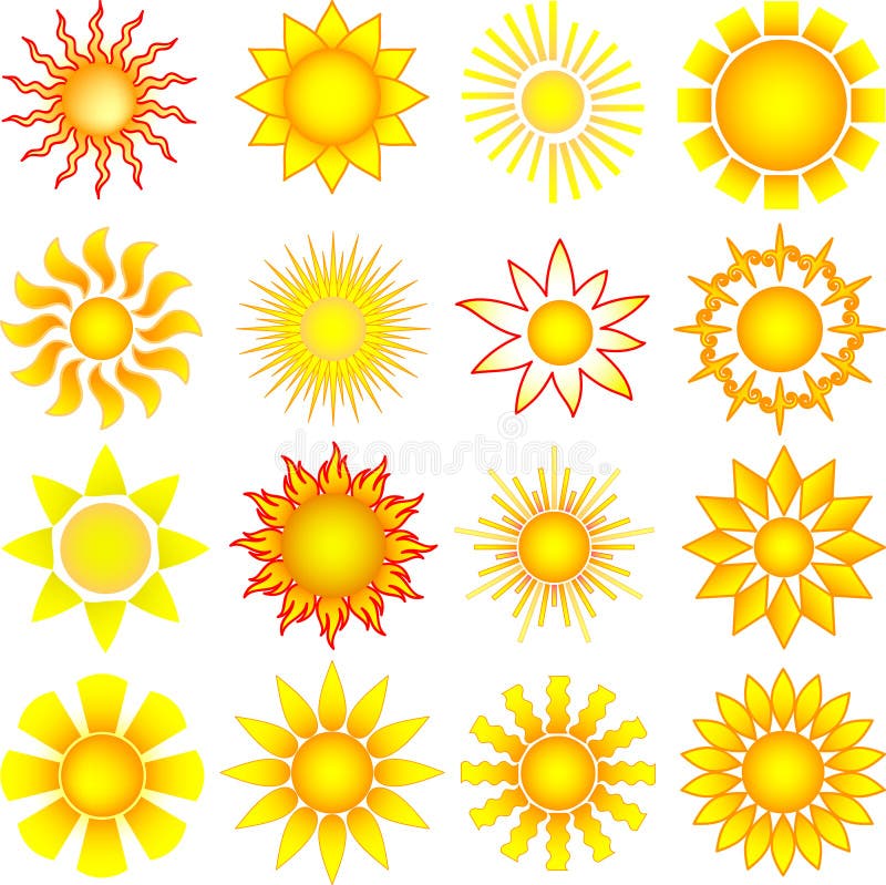 Vector sun collection stock vector. Illustration of orange - 15717441