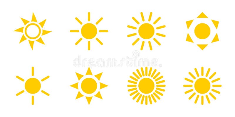 Vector Sun Collection. Sun Vector Icons, Isolated. Sun Different Shapes ...
