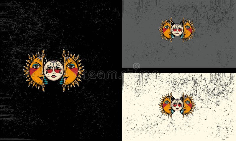 Vector of Sun and Moon Faces in Three Unique Designs Stock Vector ...