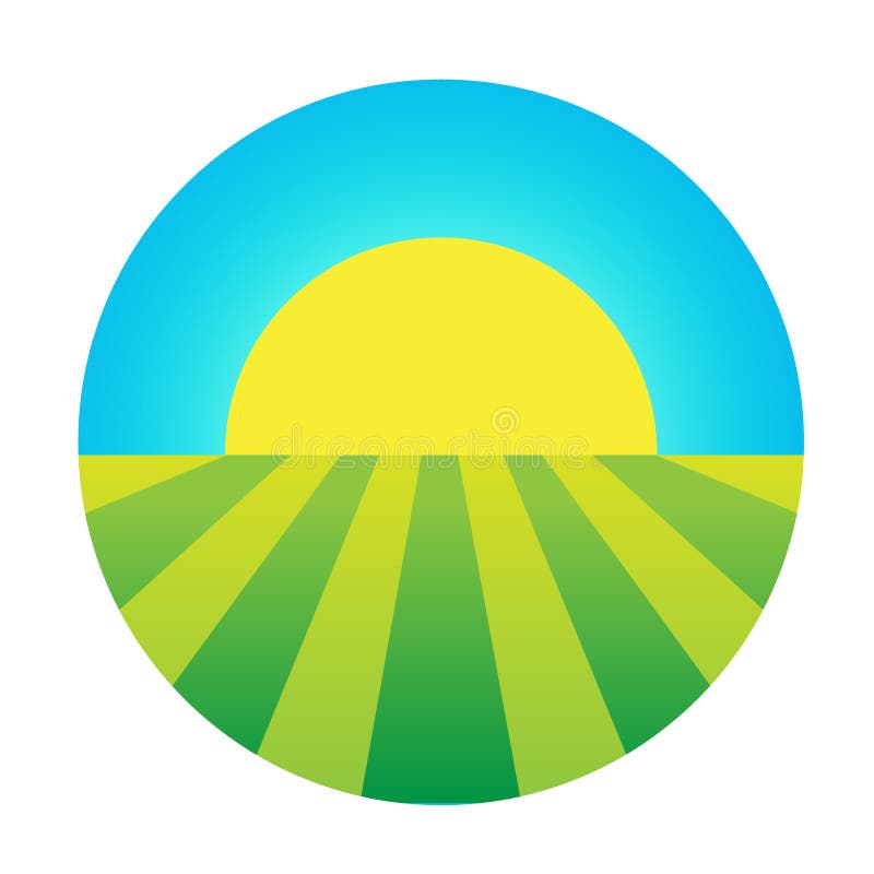 Vector Sun Rising Under the Field Icon Stock Vector - Illustration of ...