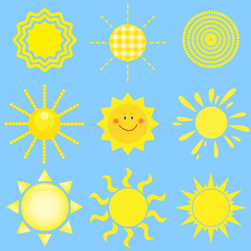 Set of sun. Vector. stock vector. Illustration of travel - 5937944