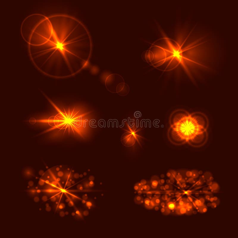 Vector Sun Shine Effects Set, Glare Illustration. Stock Vector ...