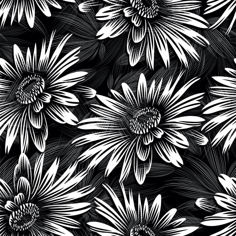 Vector Sunflower Pattern Design on Dark Background Stock Vector ...