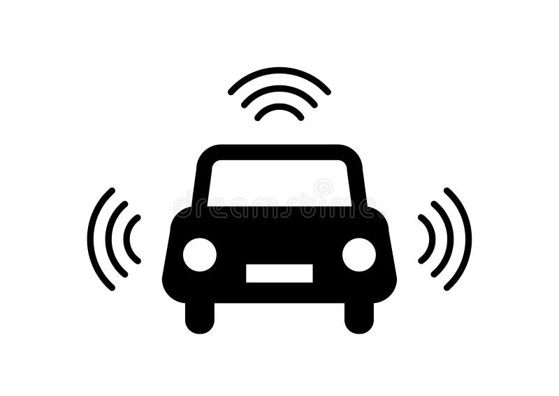 Driverless Self-driving Car or Autonomous Vehicle Icon or Symbol in ...