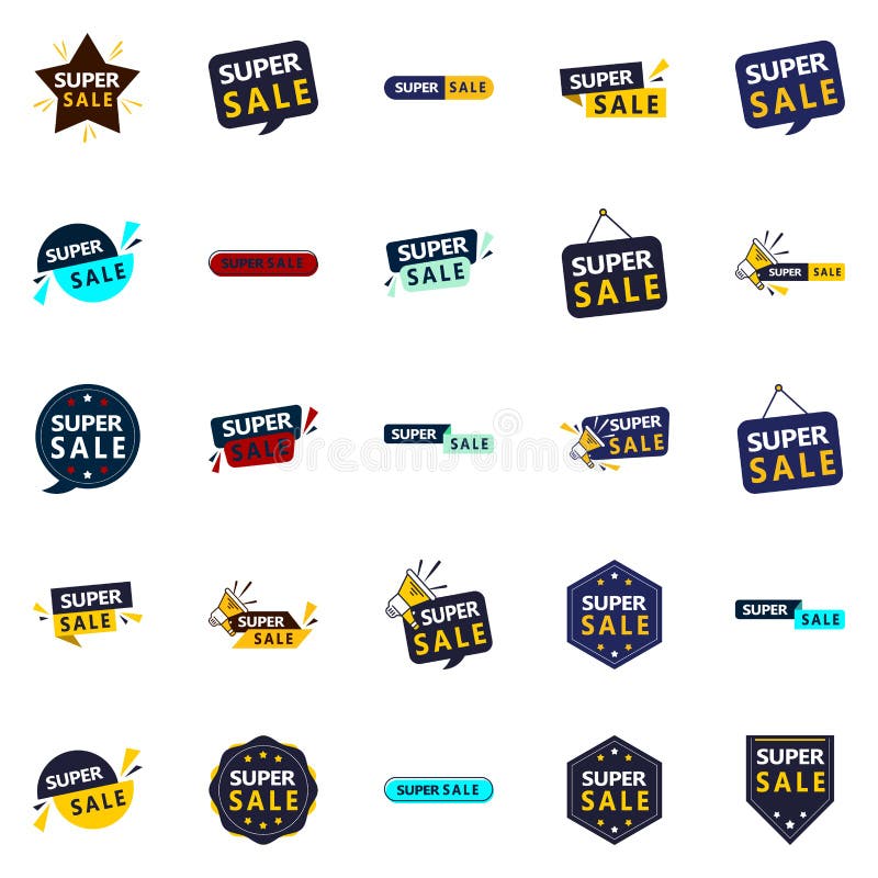 25 Vector Super Sale Banners for Websites and Social Media Stock Vector ...