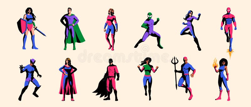 Vector Superhero Action Poses Set Illustration Isolated Stock Vector ...