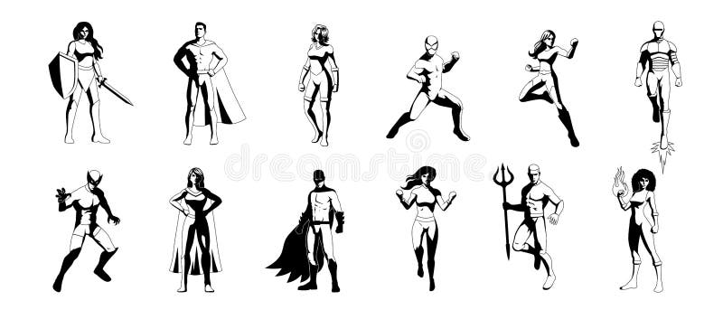 Vector Superhero Action Poses Set Illustration Isolated Stock Vector ...