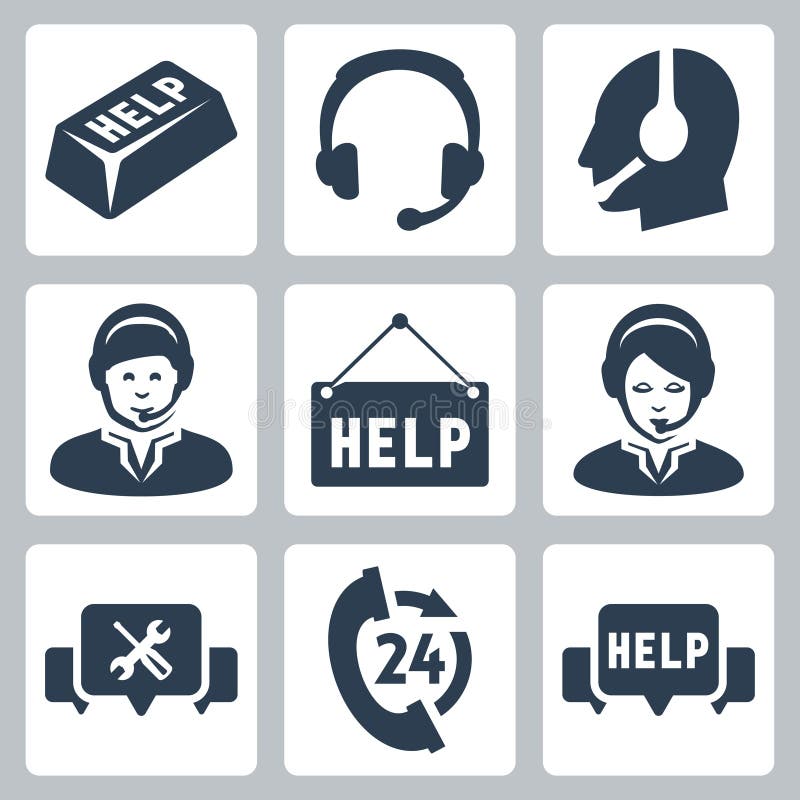 Vector Support, Call Center Icons Stock Vector - Illustration of icon ...