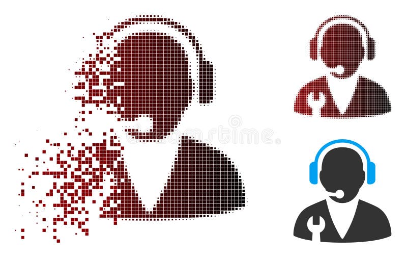 Moving Pixel Halftone Support Manager Icon Stock Vector - Illustration ...