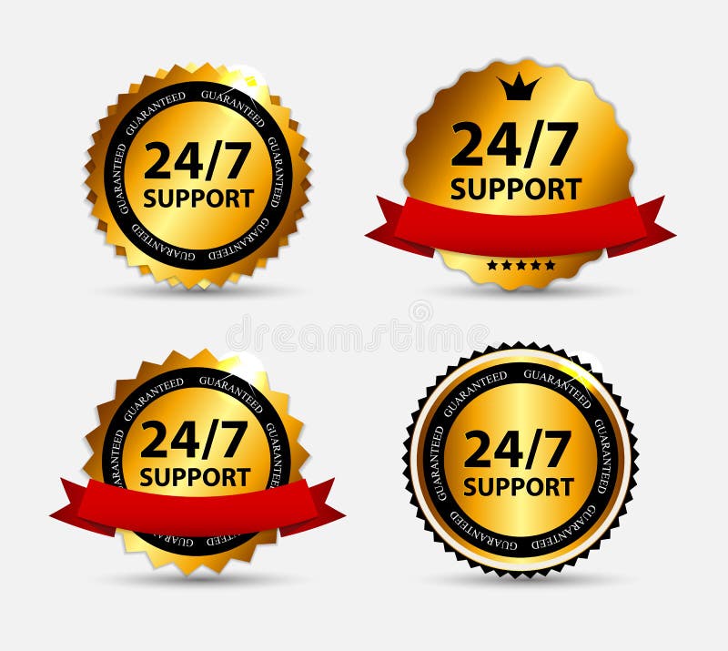 Vector 24-7 SUPPORT Sign, Label Template Stock Vector - Illustration of ...