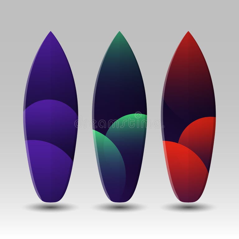 Vector Surfboards Design with Abstract Colorful Geometric Shapes ...